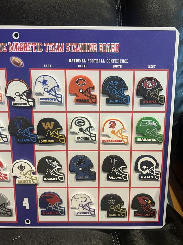 VINTAGE NFL MAGNETIC STANDING BOARD FULL SET 35 ALTERNATE HELMET RUBBER ...
