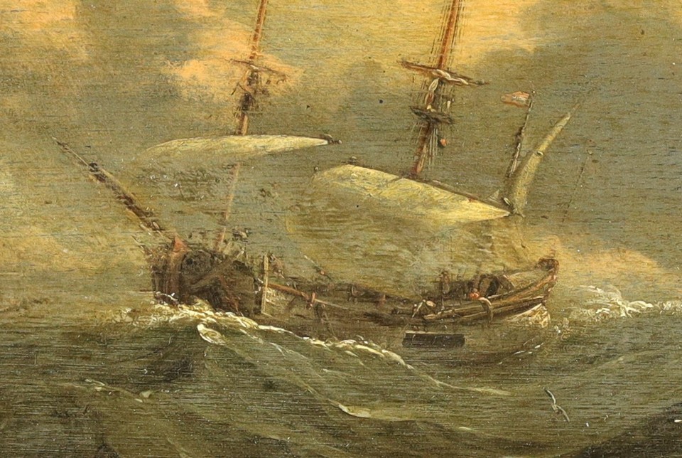 Dutch Merchant Ship at Sea Antique Marine Oil Painting 19th Century ...