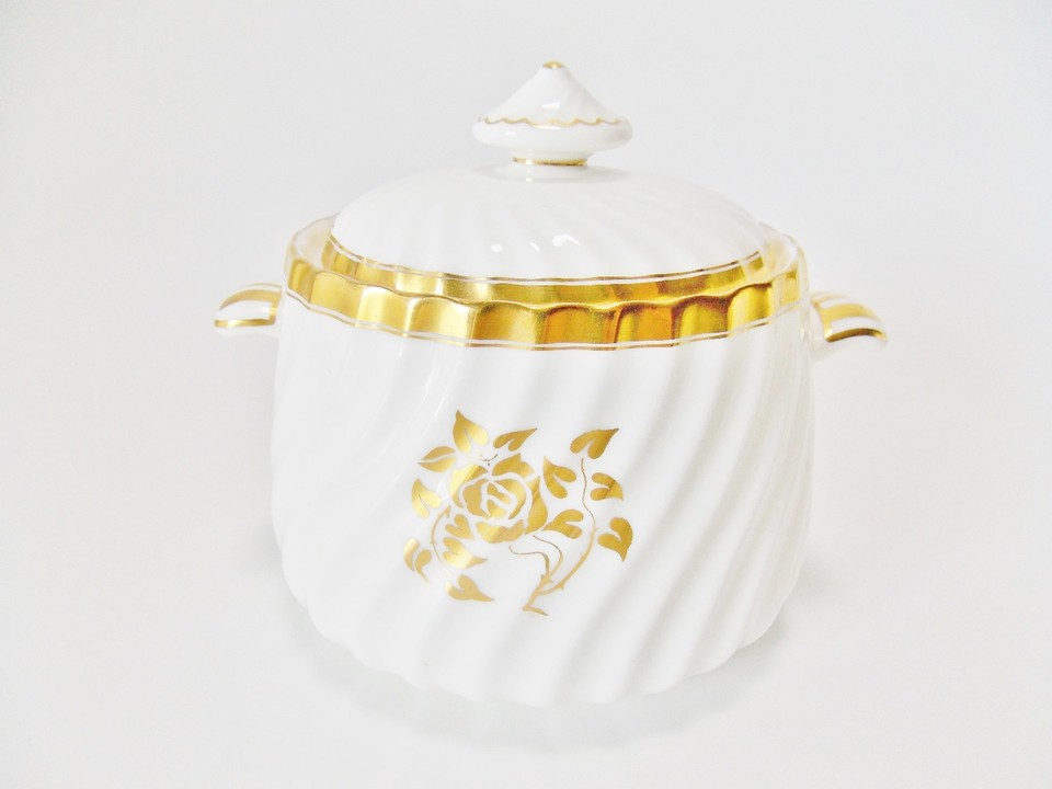 BEAUTIFUL MINTON GOLD ROSE TEA SET WHITE AND GOLD ROSE TEAPOT SUGAR AND ...