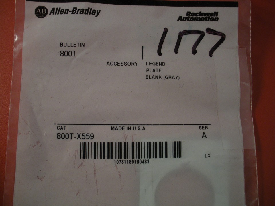 Allen Bradley SLITTERS DISENGAGE ENGAGED 800T-X559 Ser A Legend Plate ...