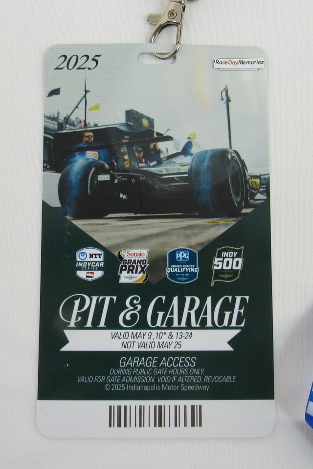 2025 Indianapolis 500 / Grand Prix Pit & Garage Hard Card Credential ...