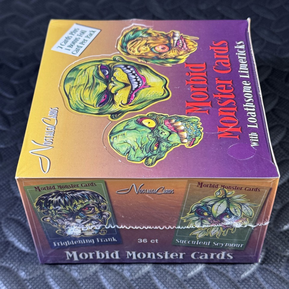 1999 NOSTALGICARDS MORBID MONSTERS SEALED HOBBY BOX OF 36-PACKS/8-CARDS ...