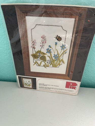 Vintage Counted Cross Stitch Kit WILD FLOWERS Pik 5"x7" New In Package ...
