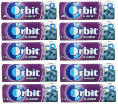 10 x WRIGLEY'S ORBIT BLUEBERRY Flavor Sugarfree Chewing Gum 14g 0.49oz ...