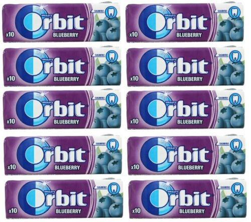 10 WRIGLEY'S ORBIT BLUEBERRY Flavor Sugarfree Chewing Gum Packs 14g 0 ...