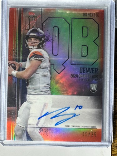 🔥🔥2024 Topps Signature Class Bo Nix Rookie On Card Autograph RC Auto ...
