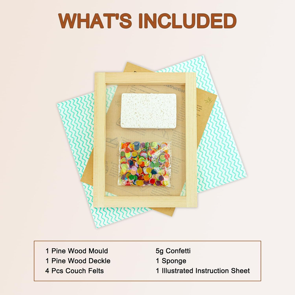 A5 Papermaking Paper Making Screen Kit with Pine Wood Mould and Deckle ...