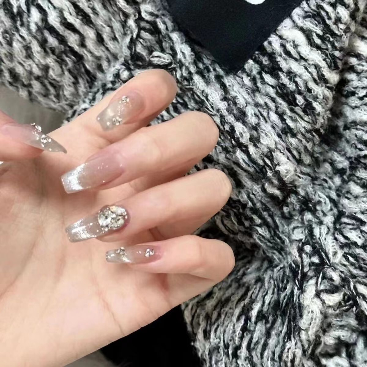 Handcrafted French Cat Eye Flash Bare Color Flowing Gold Years False ...