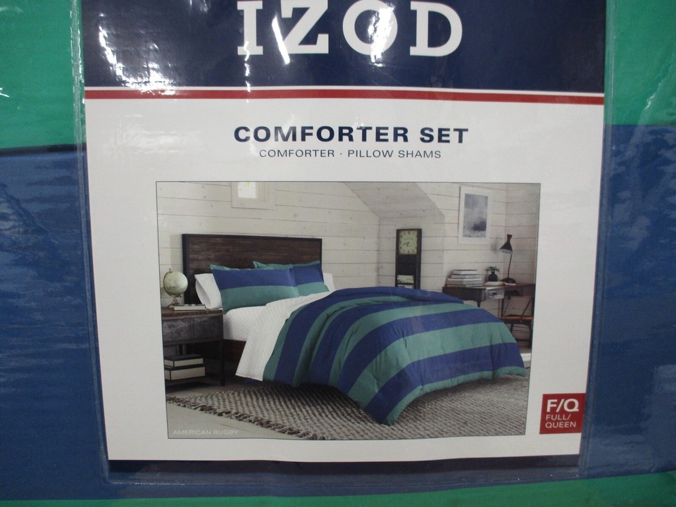 IZOD, AMERICAN RUGBY Comforter Set 2 Pillow Sham FULL/QUEEN SET BRAND ...
