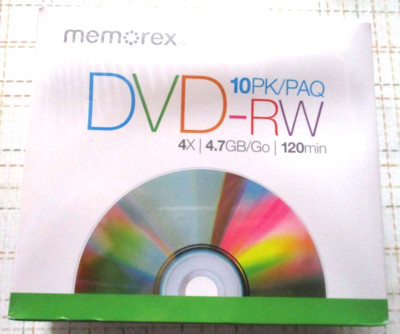 Memorex 10 PACK DVD-RW Discs in Jewel Cases 4.7GB 120 Min NEW SEALED | eBay