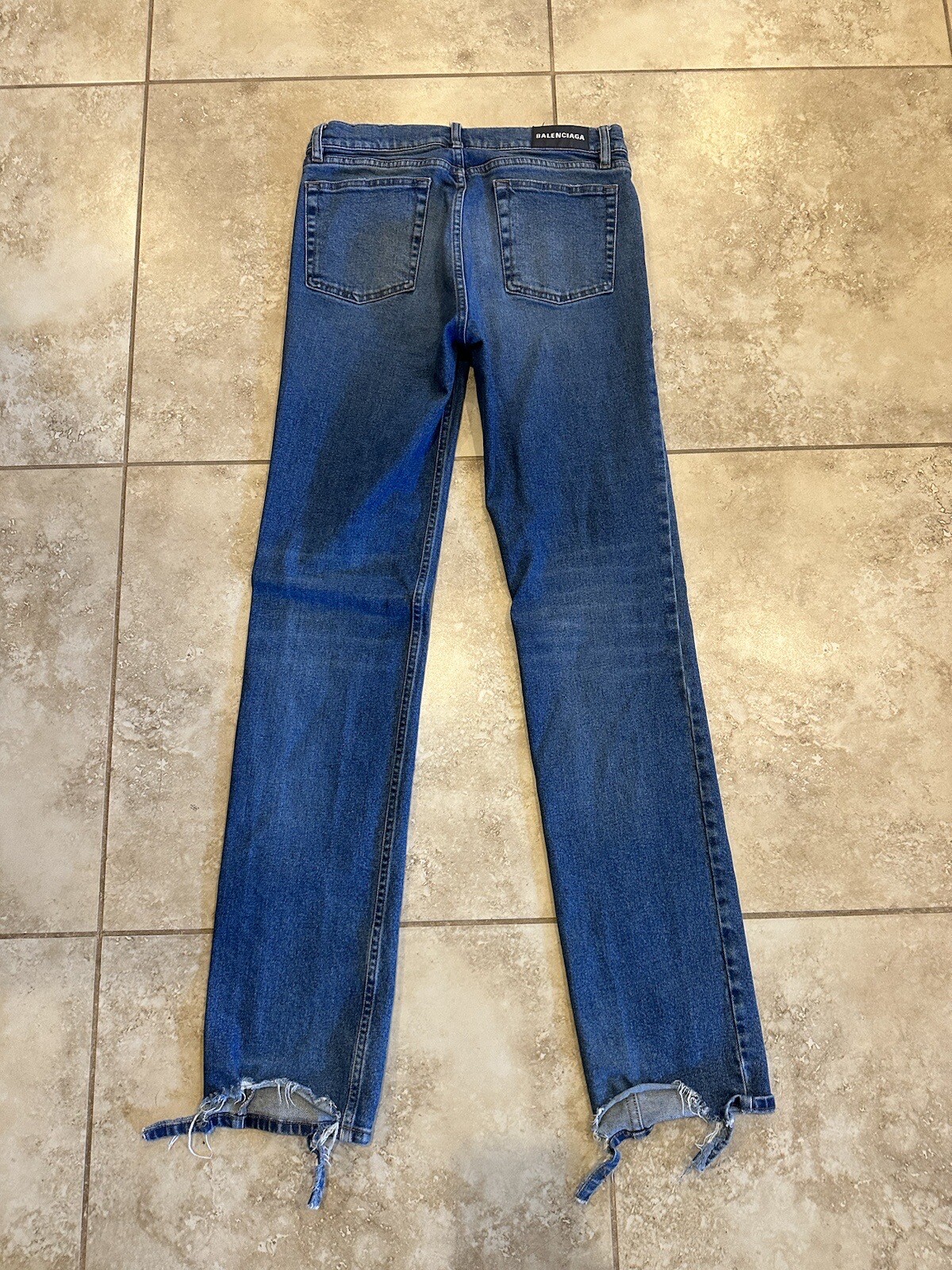 Balenciaga Washed Distressed Denim Jeans - Gem