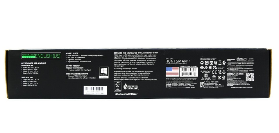 🐍 Razer Huntsman V2 TKL Gaming Keyboard ESL Edition Red Linear Optical ...