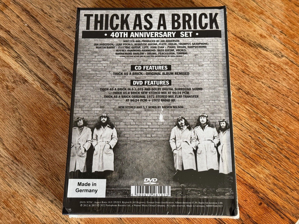 JETHRO TULL THICK AS A BRICK CD/DVD 5.1 DOLBY & DTS DIGITAL SURROUND ...