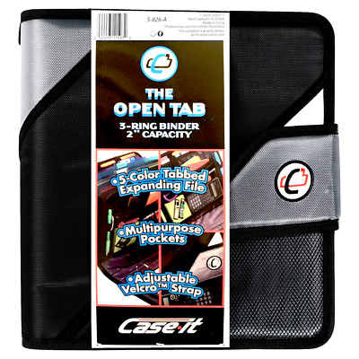 Case It 2" Open Tab 3-Ring Binder with 5-Color tabbed Expanding File ...
