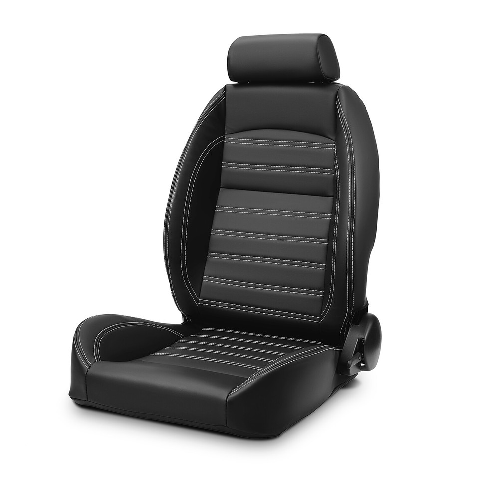 Black Universal 1 Pair OBS Style Seats Reclinable PVC Leather Car Seats ...