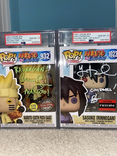 GEM MT 10 Naruto Sasuke Shippuden PSA Autographed Funko Pop #932 #1023 ...