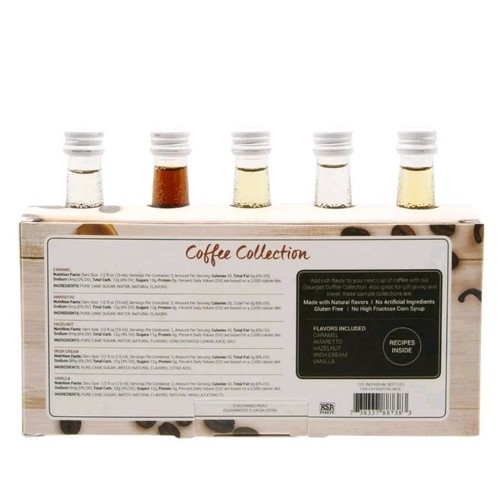 Monin Mini Coffee Collection Gourmet Flavorings - 5-pack Sampler (50mL ...