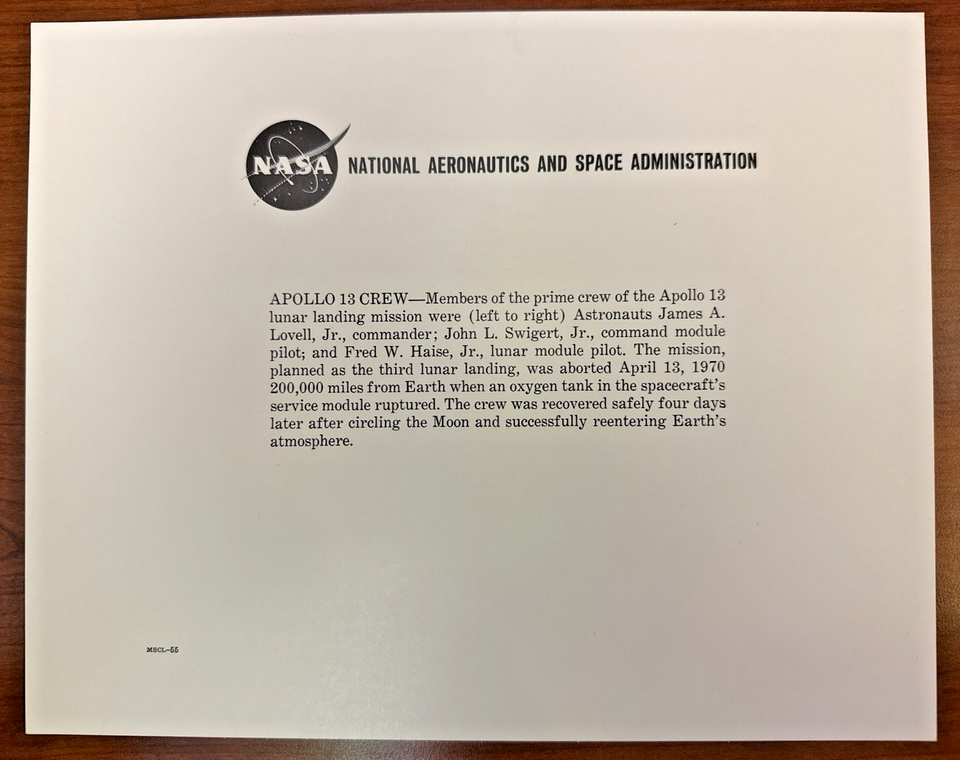 Apollo 13 NASA Photo Signed by Jack Swigert – Rare Authentic NASA ...