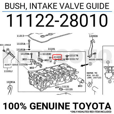 1112228010 Genuine Toyota BUSH, INTAKE VALVE GUIDE 11122-28010 | eBay