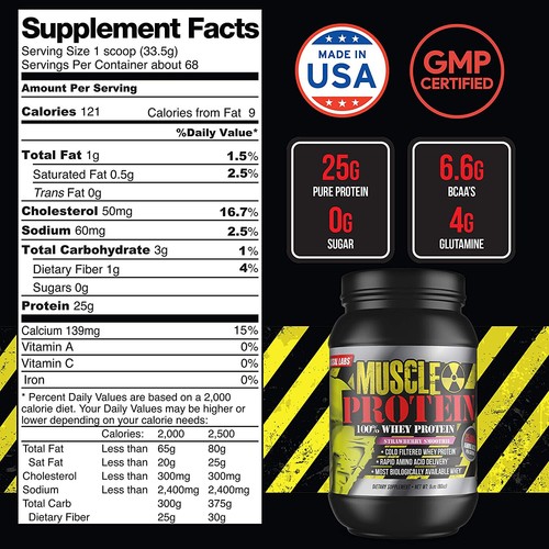 "Colossal labs Whey Protein Powder 30lbs, Isolate Protein, 100% Muscle ...