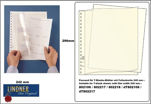 Lindner 802011 Beschriftungsblätter White 296x242mm for T-Blankoblätter ...
