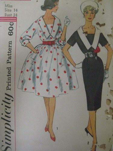 Vtg 60's Simplicity 3320 LOW V-NECKLINE DRESS VESTEE Sewing Pattern ...
