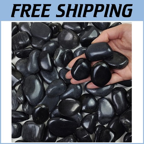 40 lbs Polished Black River Rocks - Versatile Decorative Stones for ...