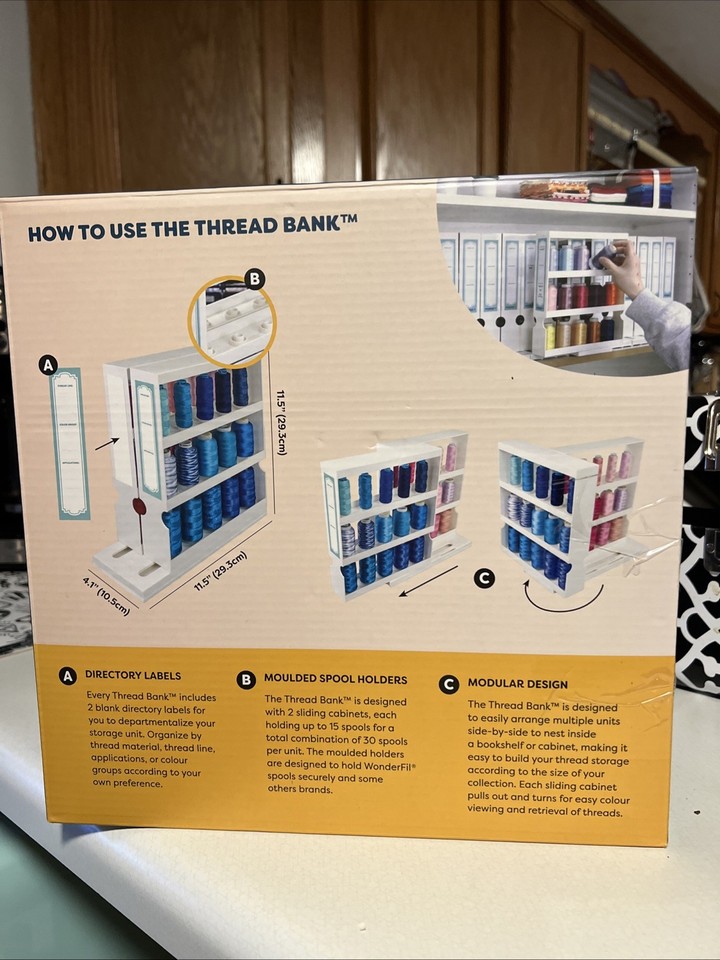 THREAD BANK STORAGE HOLDS 30 SPOOLS WONDERFIL SPECIALTY THREADS | eBay