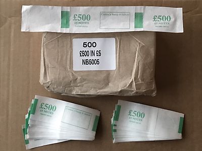 Pack of 500 x £5 Note Money Bands - £500 in £5 Note - Old Paper Notes ...