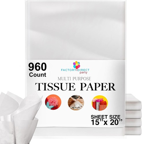 960 Sheets White Tissue Paper Bulk 15"x20" Packing Paper Sheets Moving ...