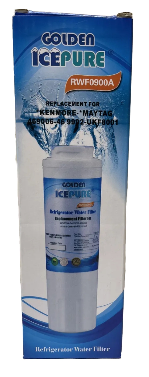 Refrigerator Replacement Golden ICEPURE RWF0900A Water Filter Kenmore ...