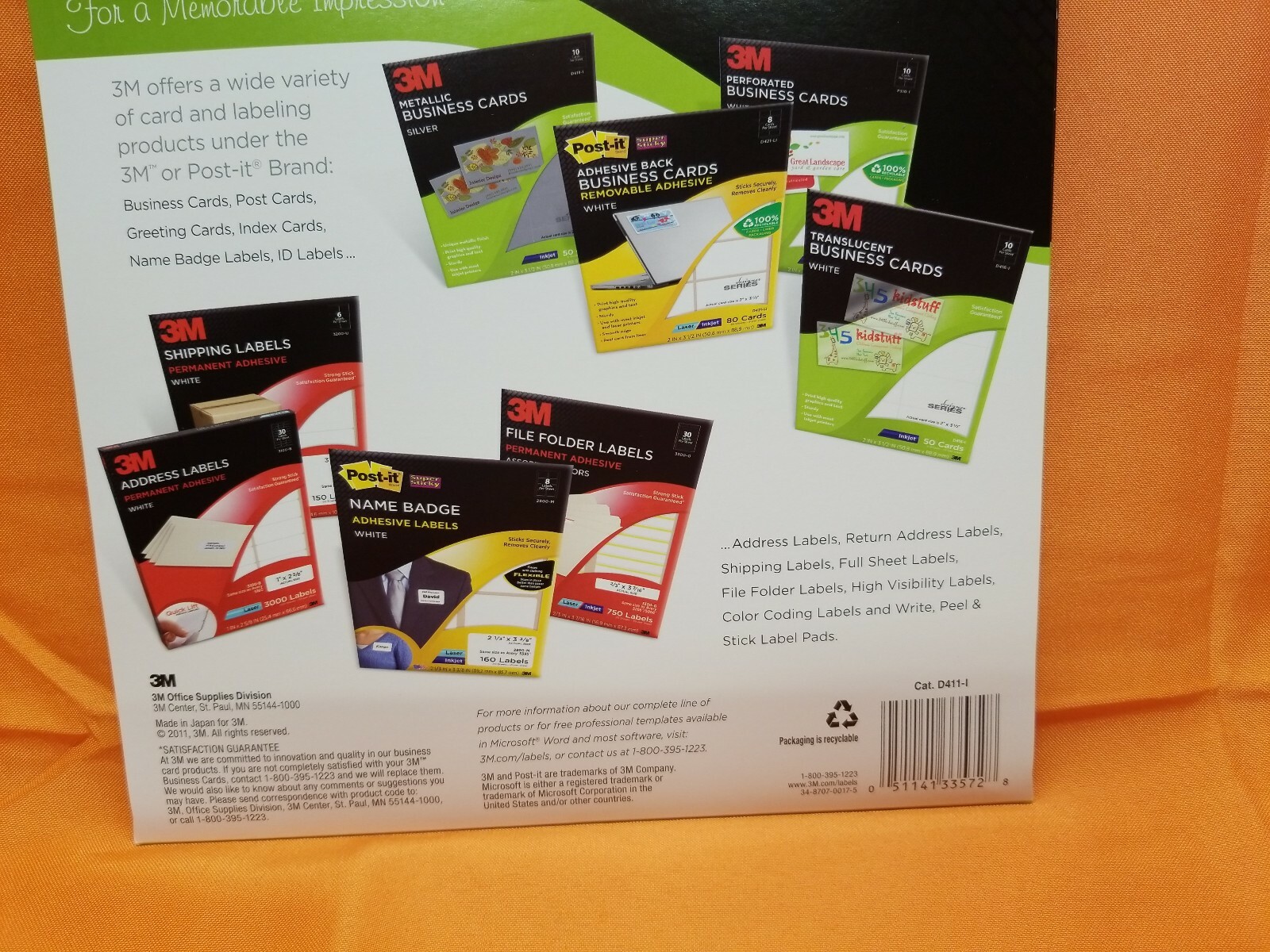 3M Linen White Business Card Stock 20 Sheets 200 Business Cards, D411-1 ...