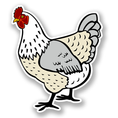 2 x White Chicken Vinyl Sticker iPad Laptop Helmet Rooster Hen Bird ...
