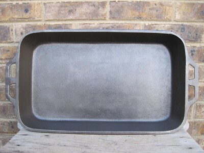 Vintage 1950'S Lodge Cast Iron Rectangular Fish Fryer Pan 21.5” x 11.5 ...