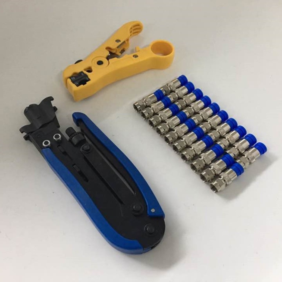 Crimping Pliers Set Coax Cable Tool Crimper Kit for Rg6 Compression | eBay