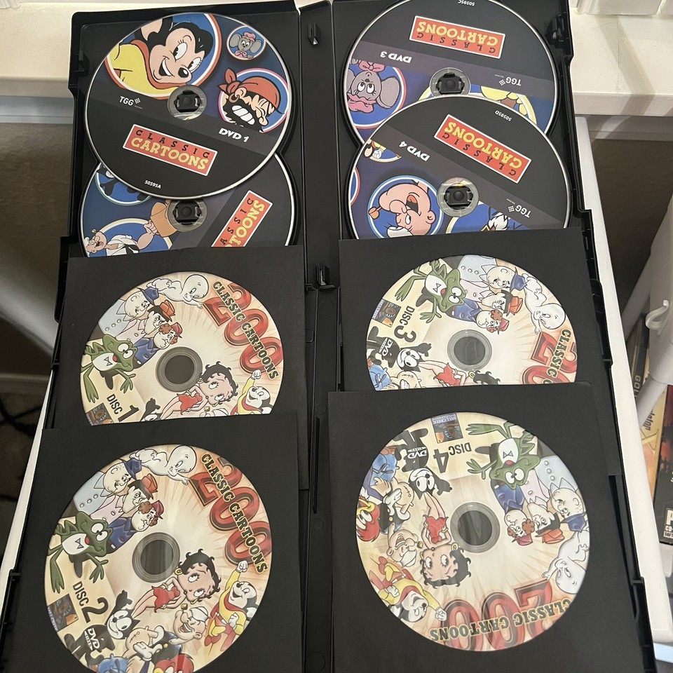 2pc Classic Cartoons 8 DVDs Collectors 350 + 200 Popeye Betty Boop ...