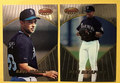 Mariner Rookies 1996 bowman best Desi Relaford #166-Raul Ibanez #172 ...