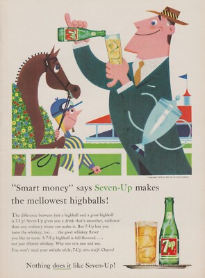 1958 7UP Soda Seven-Up - Horse Races Jockey Trophy Guy - Print Ad ...