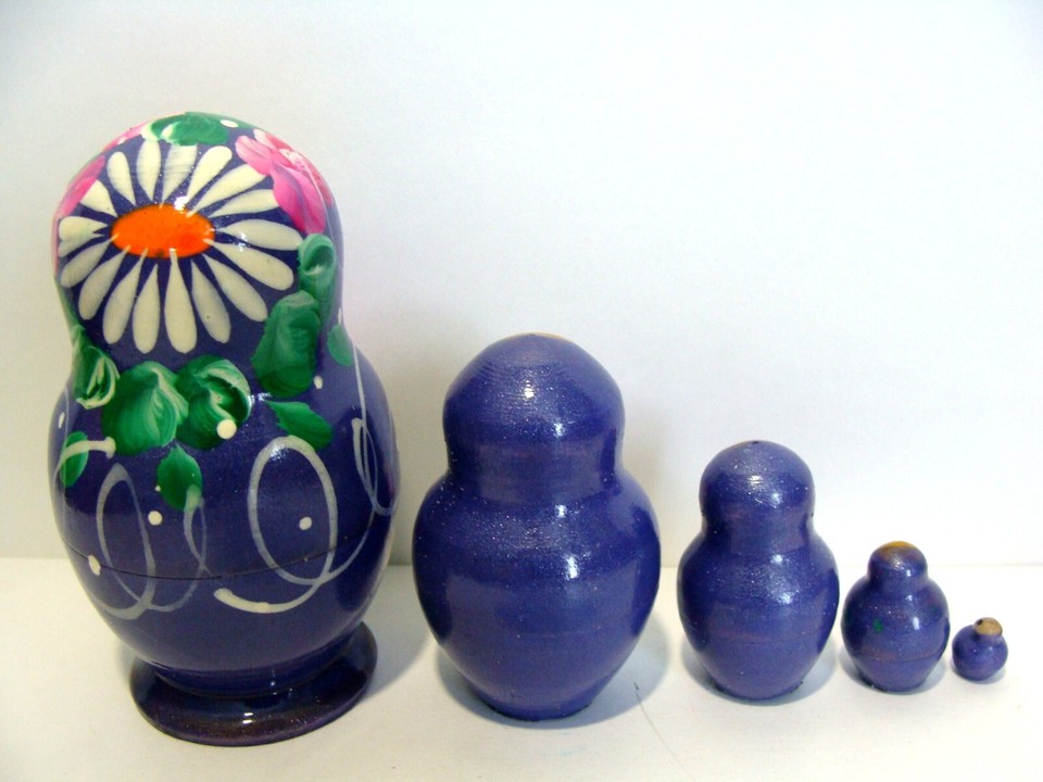 Russian Hand Painted Nesting Doll Matryoshka 5 pcs Piece Set - Made in ...