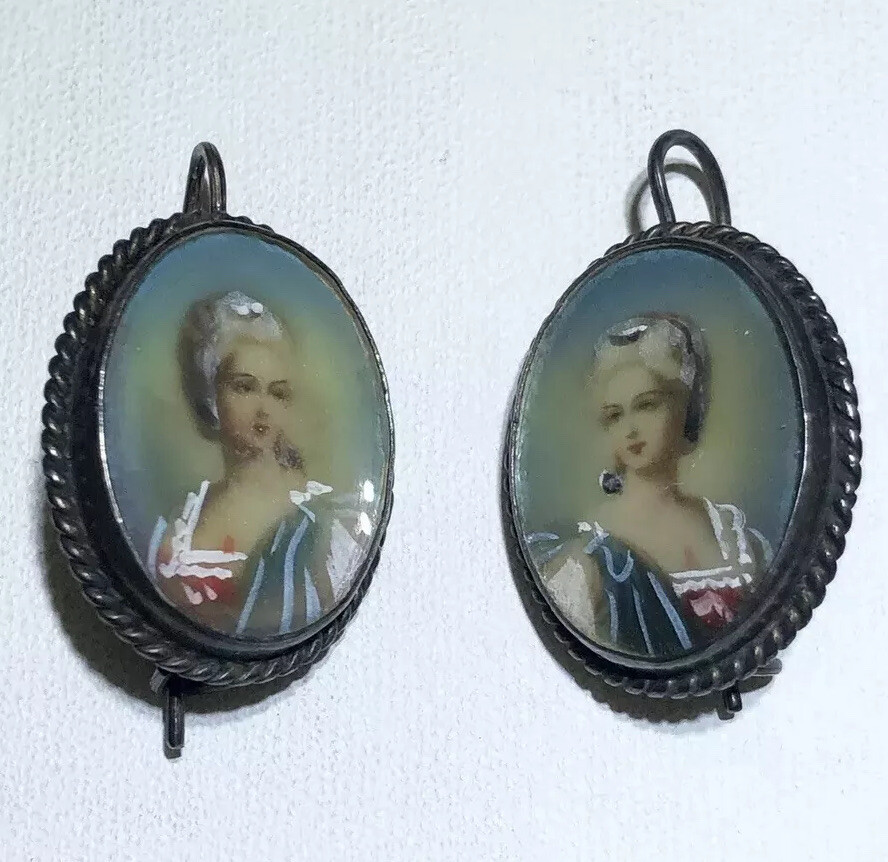 Rare Antique Victorian Sterling Silver Hand Painted G… - Gem