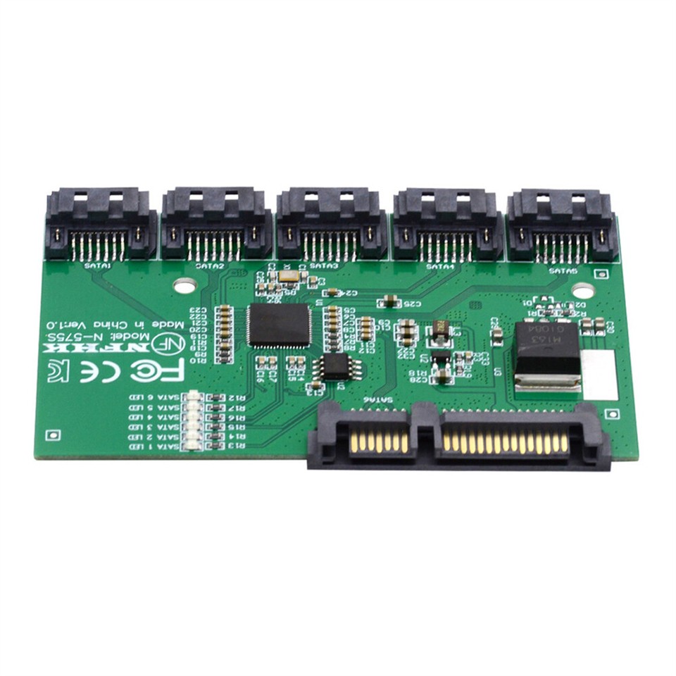 SATA 3.0 6Gbps 1 to 5 Splitter Ports HUB Adapter Converter PM ...