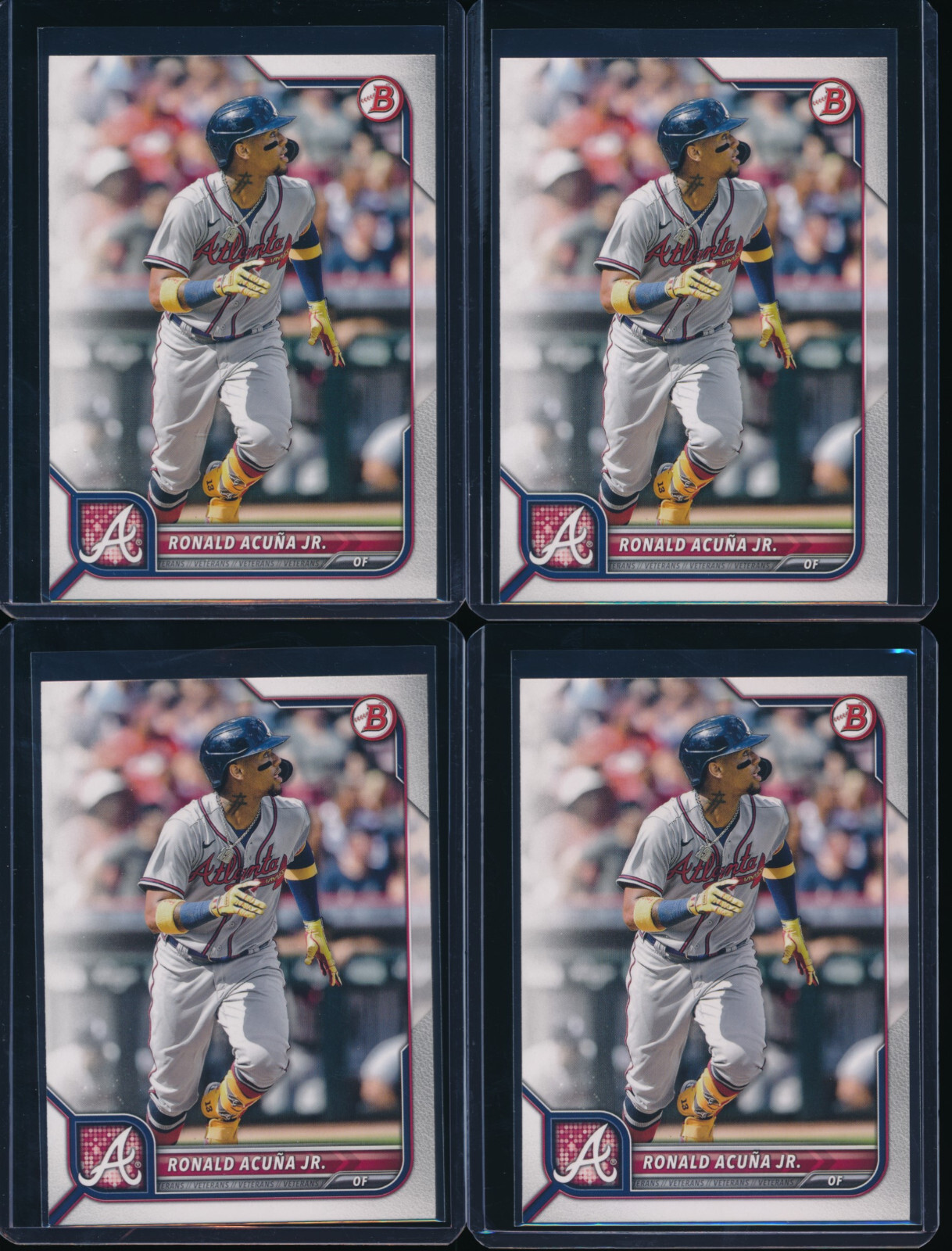Lot of (4) RONALD ACUNA JR. 2022 Bowman Paper Veterans ATLANTA BRAVES ...
