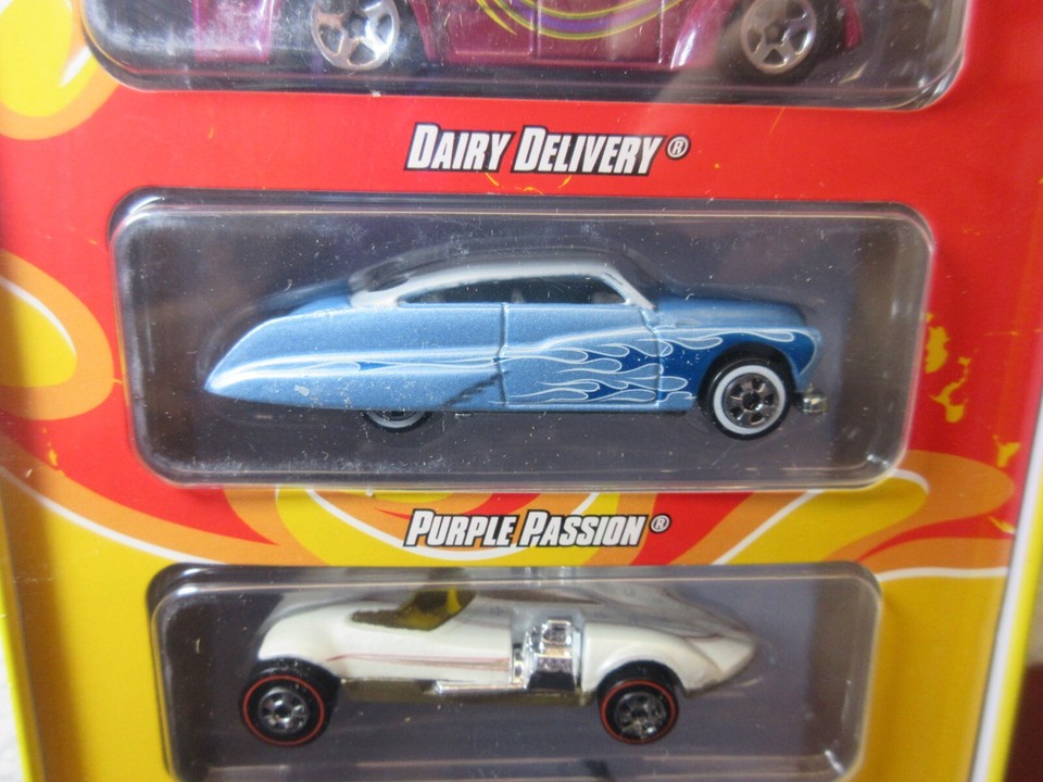 Hot Wheels 40th Ann. Since 68 4 Car Pack DAIRY DELIVERY PURPLE PASSION ...