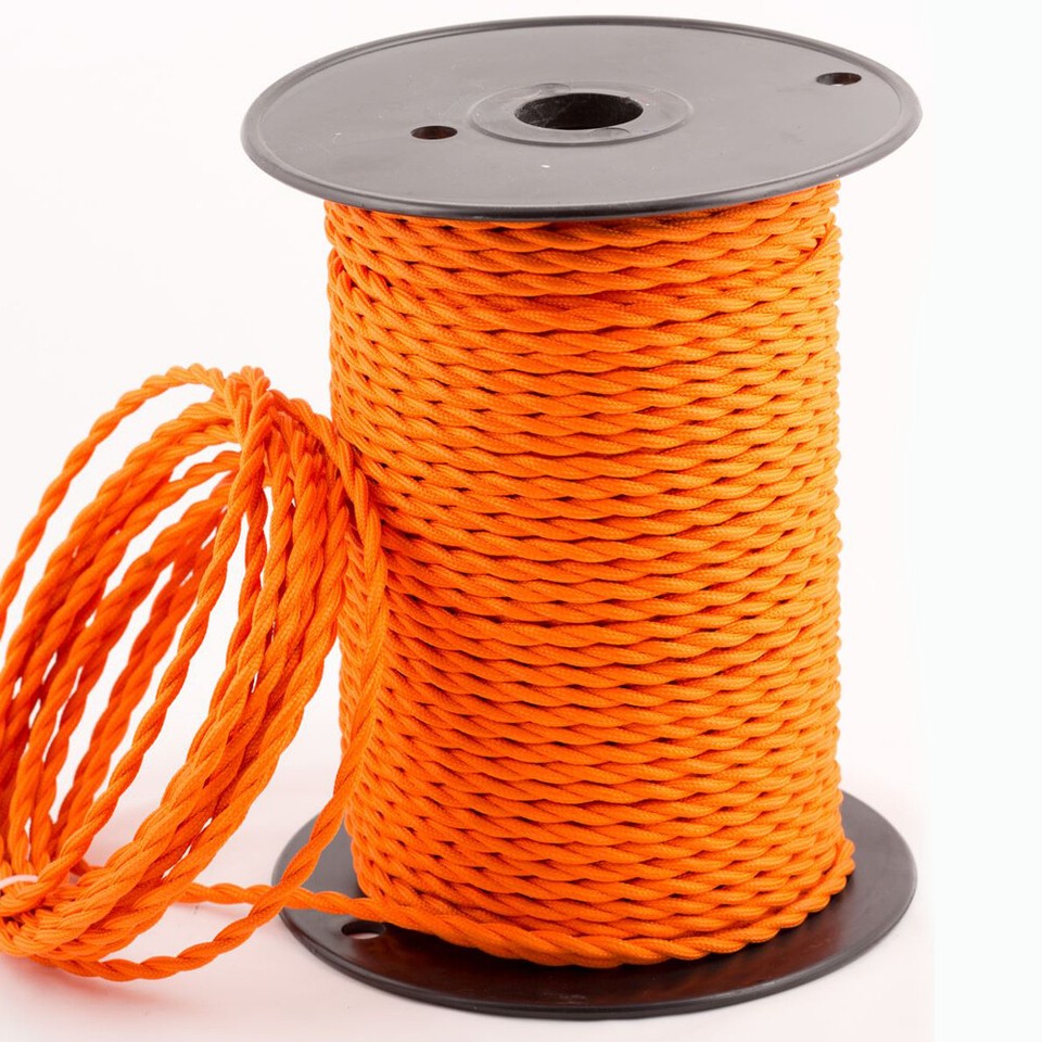 2/3 Core Twisted Braided Fabric Cables Vintage Style Coloured Wire Lamp ...