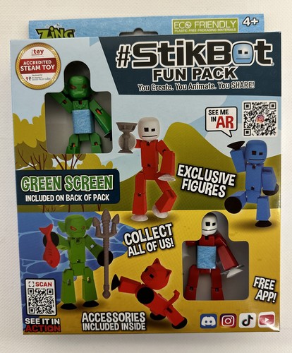 Stikbot Fun Pack Green Screen Exclusive Figures Accessories Included | eBay