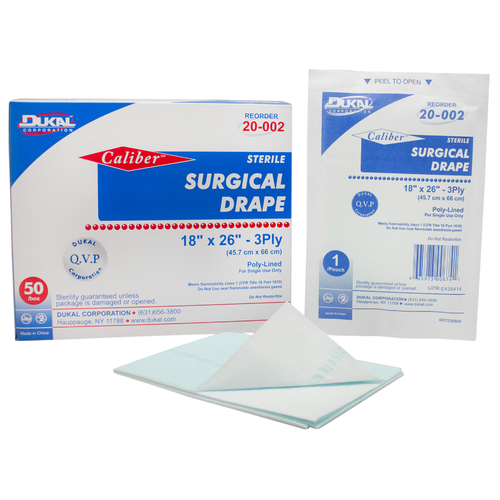 Dukal 3ply Sterile Caliber Surgical Drape Sheets, 18" x 26" - Box of 50 ...