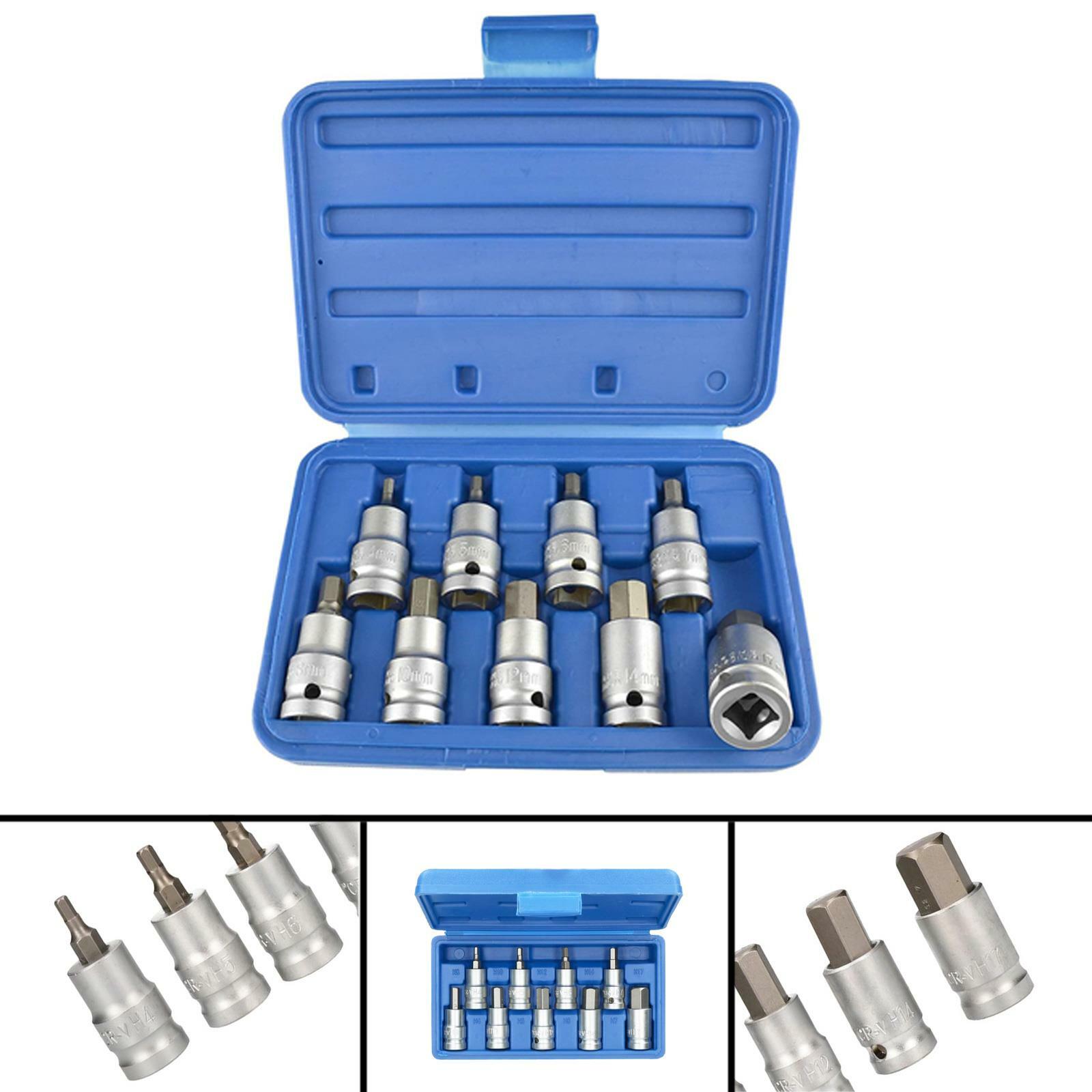 9Pc Drive Allen Key Extra Long 1/2" Drive Impact Hex Socket Set 4mm ...