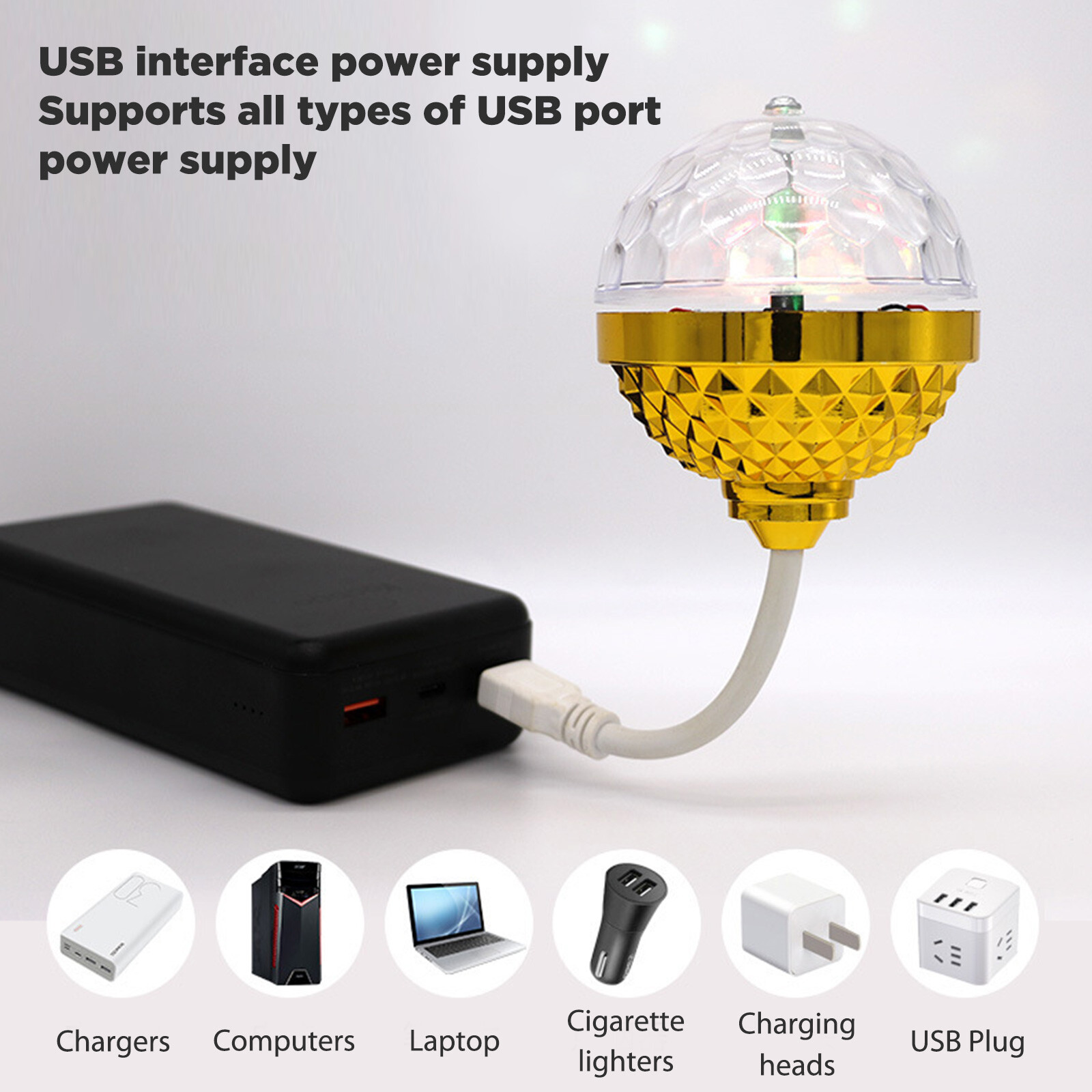 USB Stage Lights LED KTV Strobe Light RGB Magic Ball Night Lamp (Gold ...