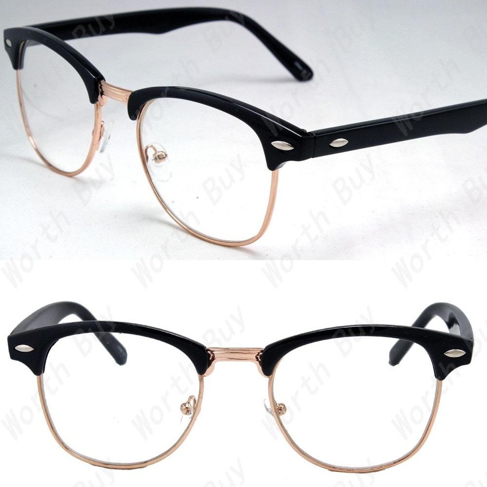 Clear Lens Fashion Eye Glasses Retro Horn Rim Nerd Geek Men Women ...