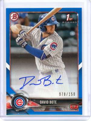2018 Bowman Baseball - DAVID BOTE, 78/150 BLUE ROOKIE AUTO Card #PA-DB ...